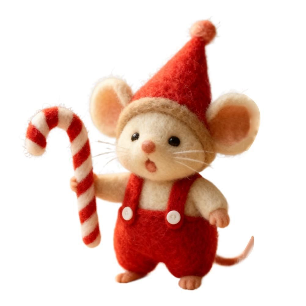 Елочная игрушка из шерсти, рождественская мышка, 8 см