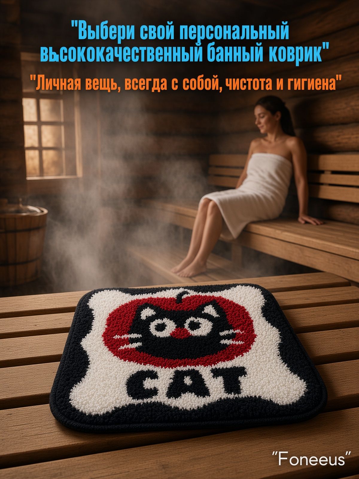Коврик для бани и сауны термоизоляционный; портативная противоскользящая сидушка в парную, гигиеническая подстилка Foneeus