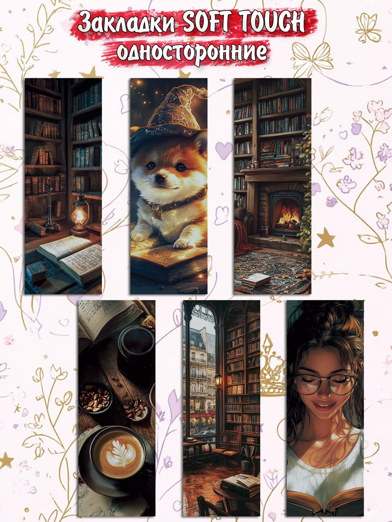 Закладки "Книжные истории 2" Soft Touch 6 штук
