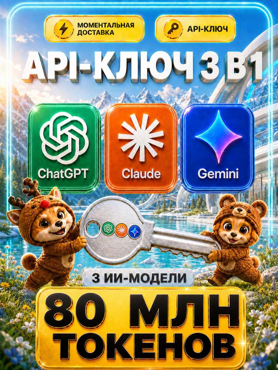 ChatGPT 5.6 Sol / Codex 5.3 + Claude Opus 5 / Sonnet 5 + Gemini 3.1 PRO / 3.6 Flash API-ключ 80 МЛН токенов