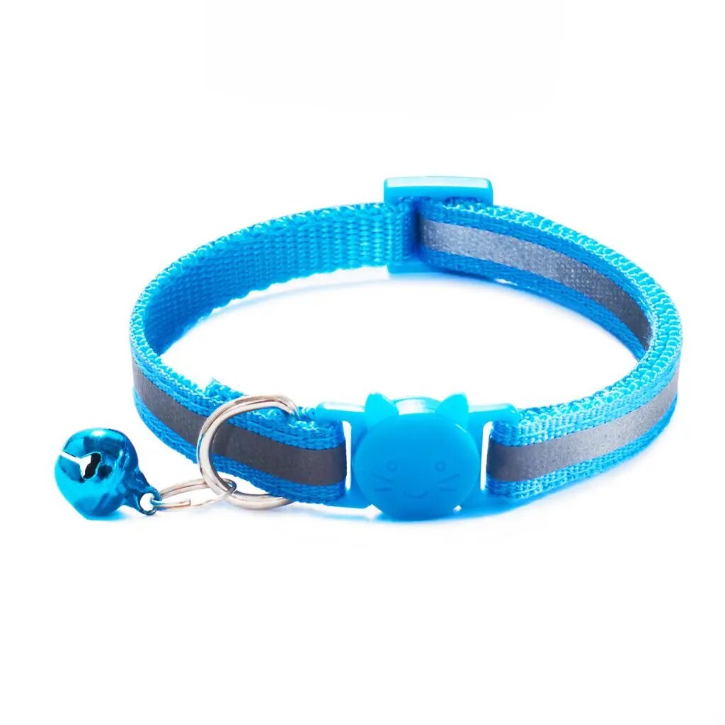 Регулируемый ошейник для кошек с узором кошачьей головы Синий, sky blue