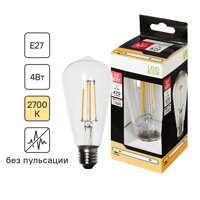 Лампа светодиодная E27 220-240 В 4 Вт эдисон золотистая 470 лм теплый белый свет