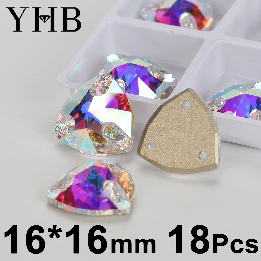 Стразы YHB Fat Triangle 16mm Crystal AB