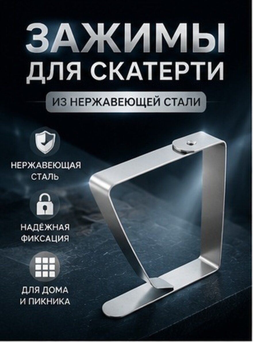 10 Штук Клипсы Для Скатерти Из Нержавеющей Стали Прочный Серебристый 8X7X1 2CM