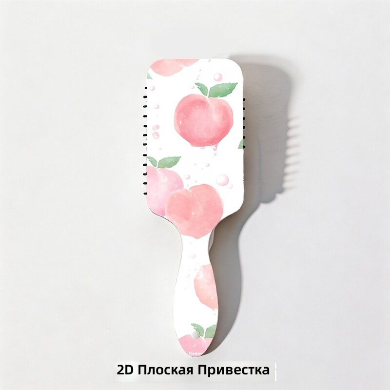 Расческа для массажа кожи головы с акварельным персиковым рисунком и пузырьками, антистатическая, нейлоновая щетина, ручка АБС-пластик, для всех типов волос, стиль A