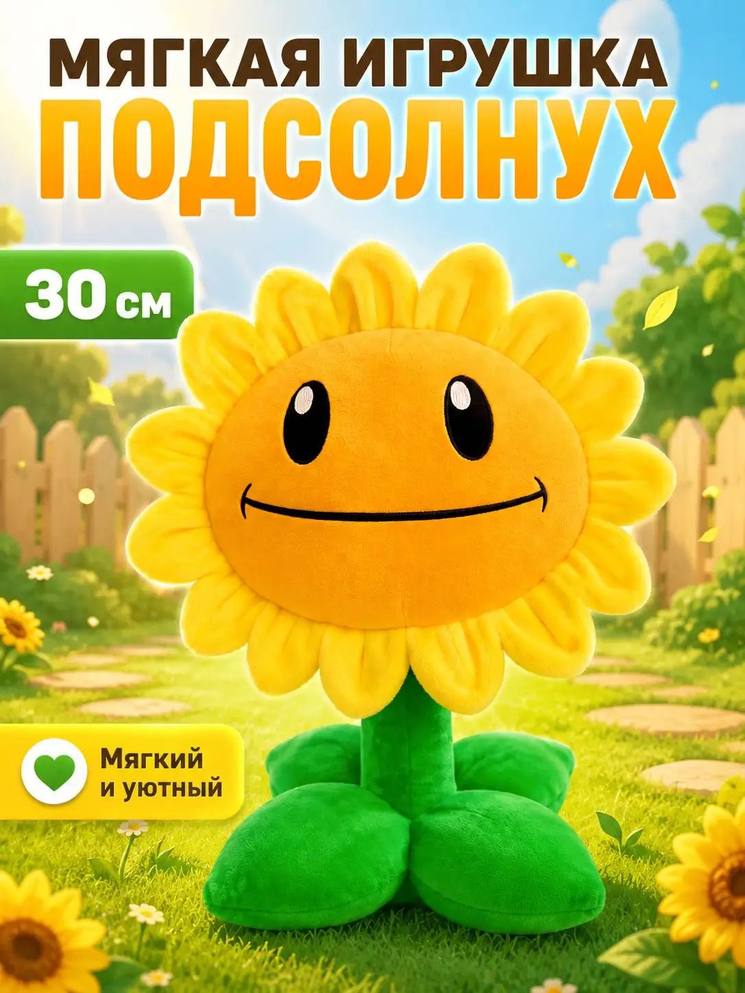 Мягкая плюшевая игрушка Sunflower Plants vs Zombies 30 см