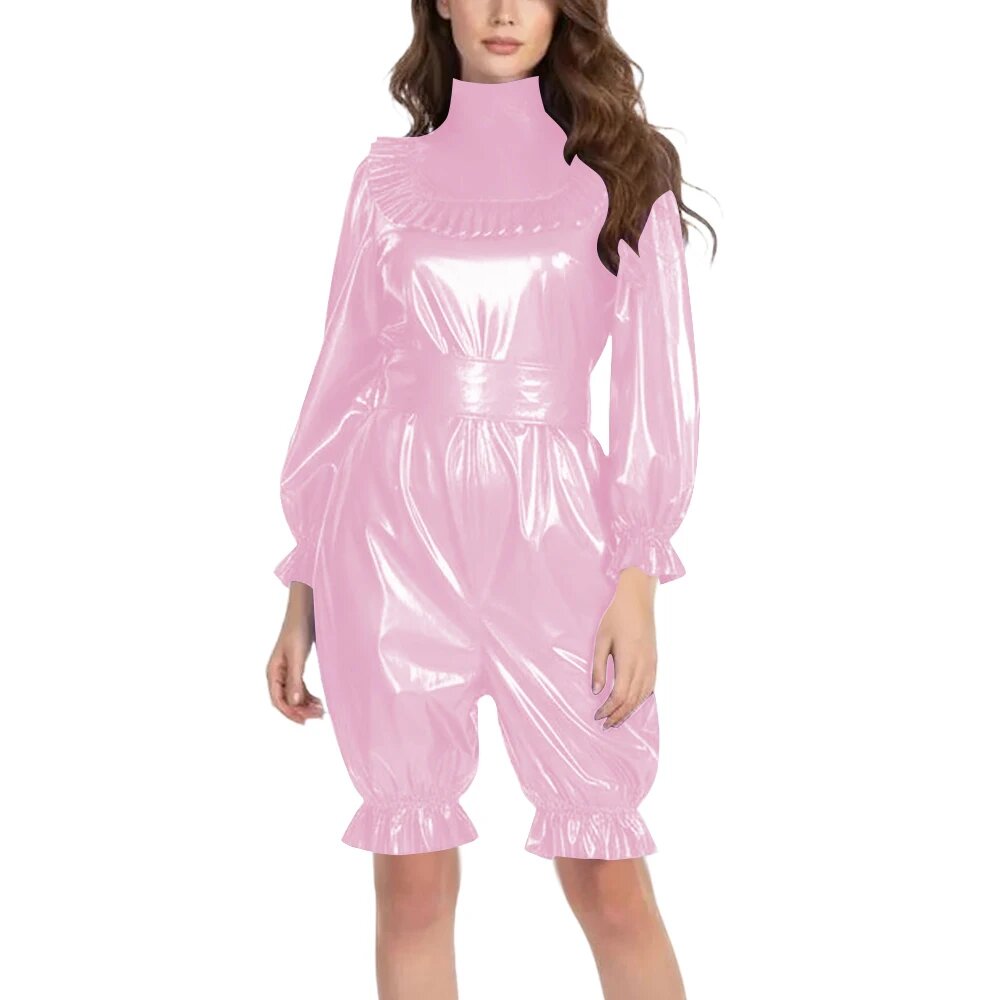 Виниловый комбинезон Sissy Clubwear M, Light Pink