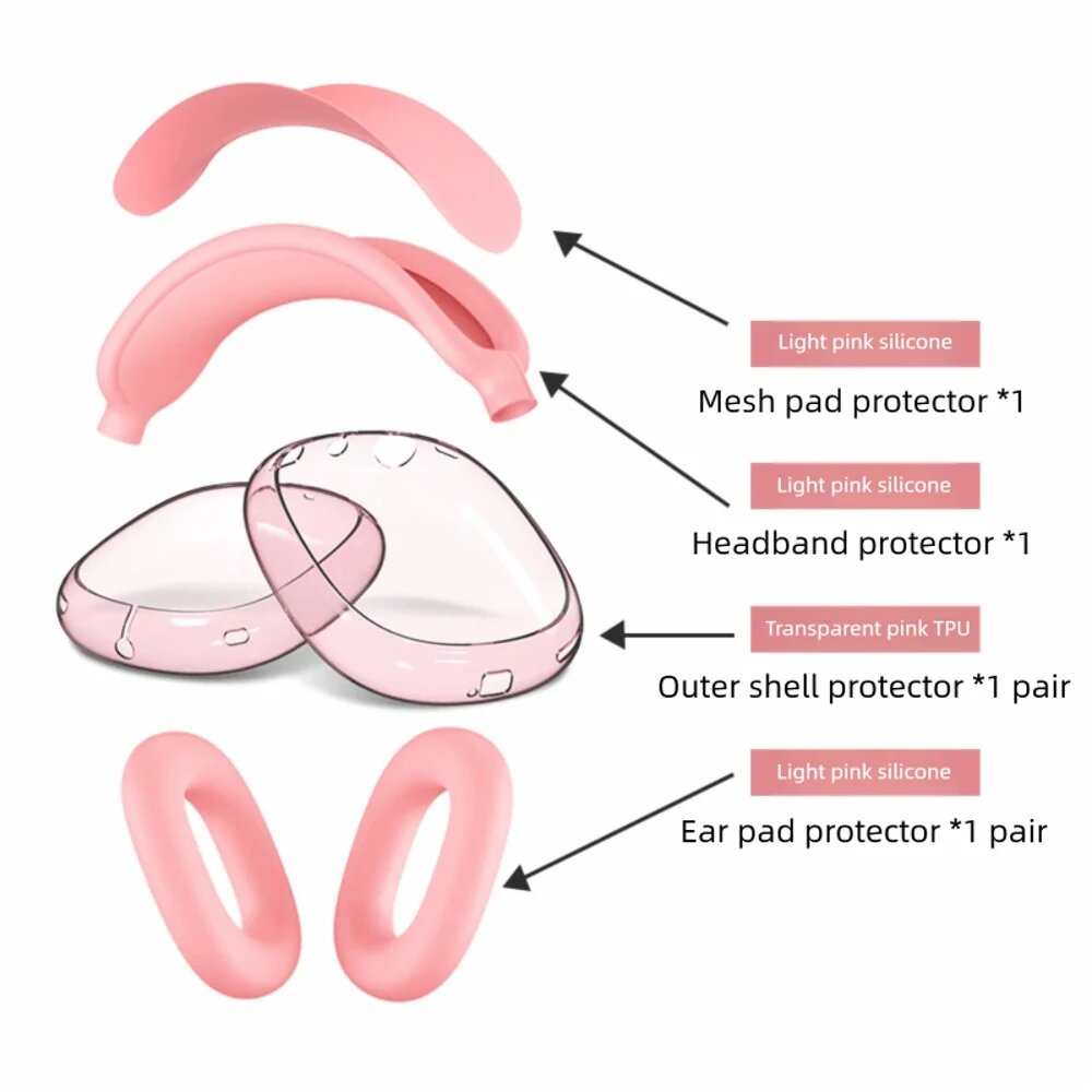 Комплект чехлов для Apple Airpods Max из силикона Розовый, Pink