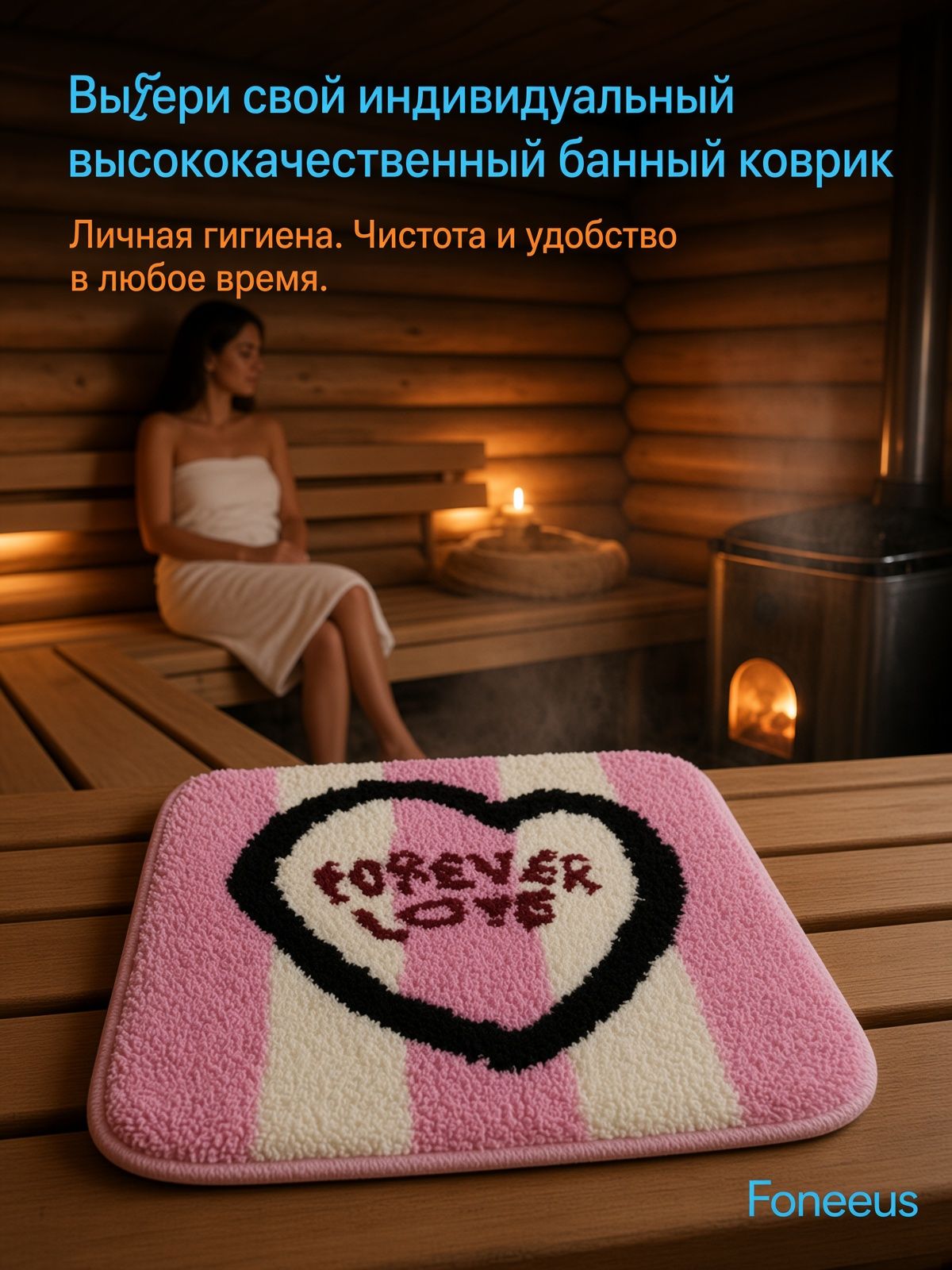 Коврик для бани и сауны термоизоляционный; портативная противоскользящая сидушка в парную, гигиеническая подстилка Foneeus