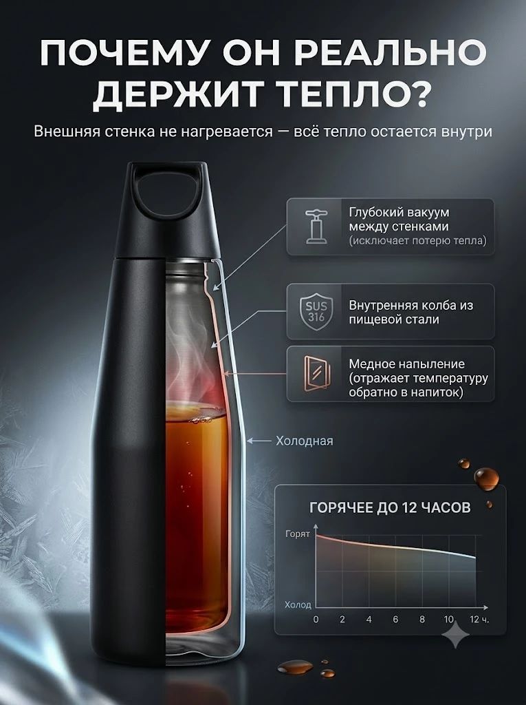 Термос 1 литр — термобутылки — термосы и термокружки — посуда и кухонные принадлежности — фото 1