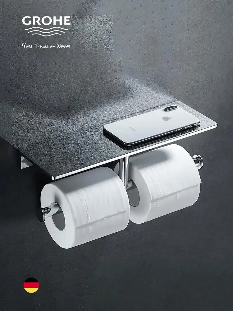 Держатель для туалетной бумаги GROHE, настенный, для ванной комнаты и туалета, 1 шт