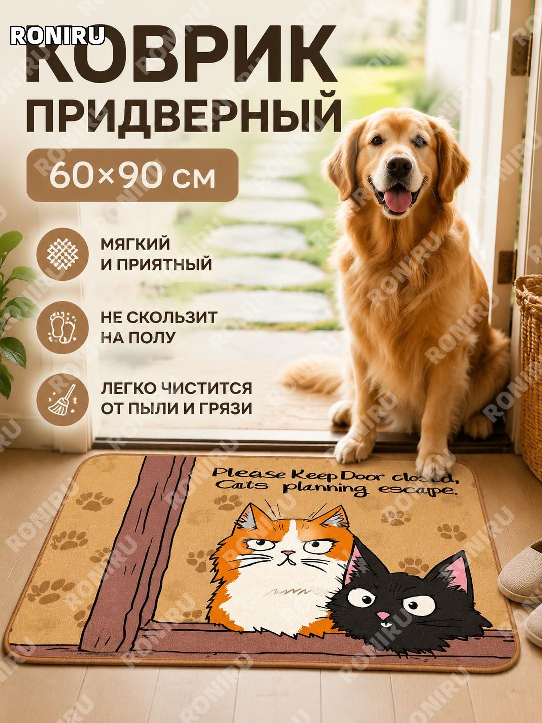 Коврик придверный SYT-SJM-7 60×90 см из кристаллического велюра для прихожей у входной двери противоскользящий