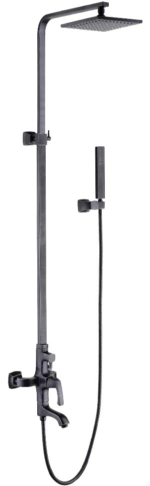 Душевая стойка Lemark Nubira LM6262ORB со смесителем, под бронзу, матовая, душевая система с тропическим душем, с изливом, с лейкой, латунная, рычаг сбоку