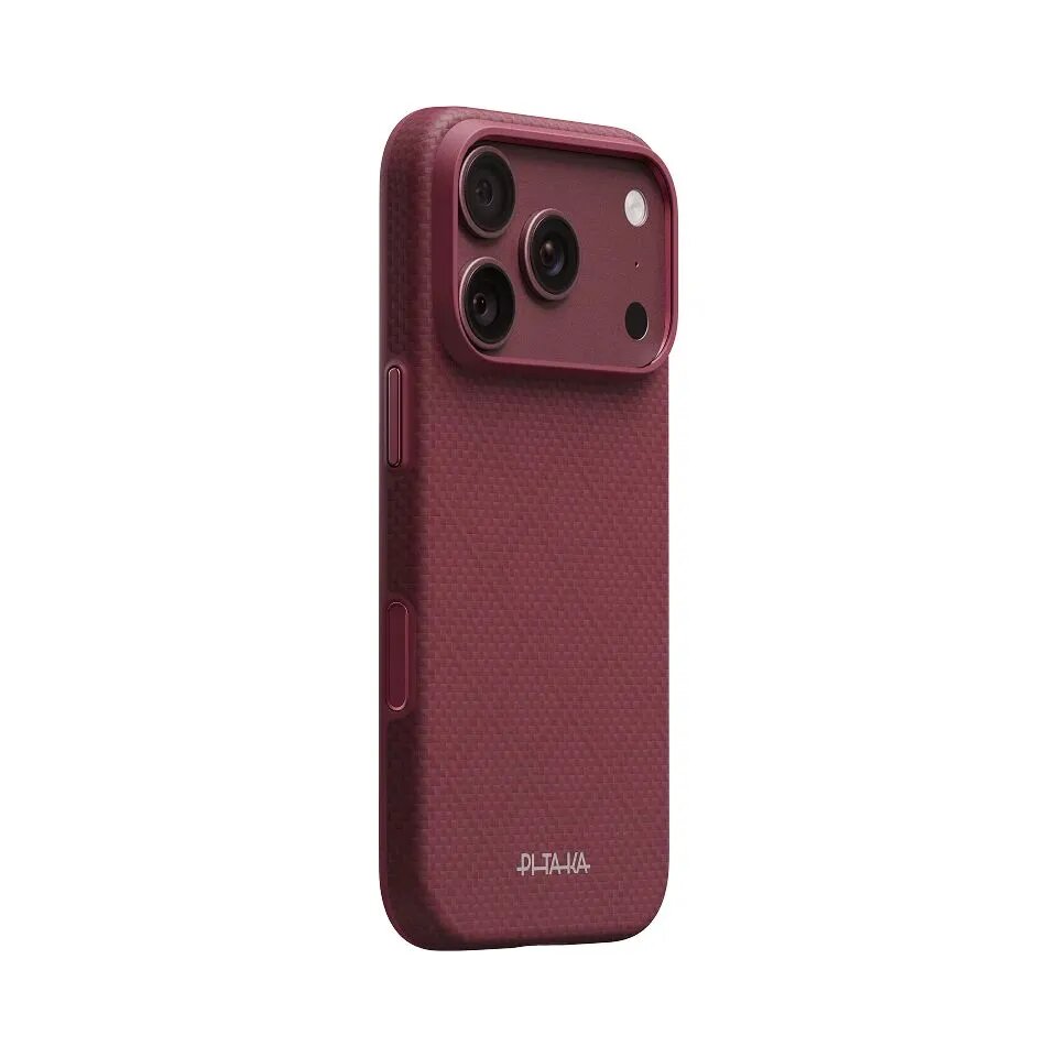 Чехол Pitaka Противоударный (Summa) Аргайл для iPhone 18 Pro, бордовый