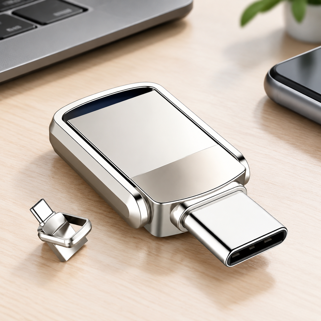 USB-накопитель Type-C 2ТБ, OTG (Цвет товара: серебристый)