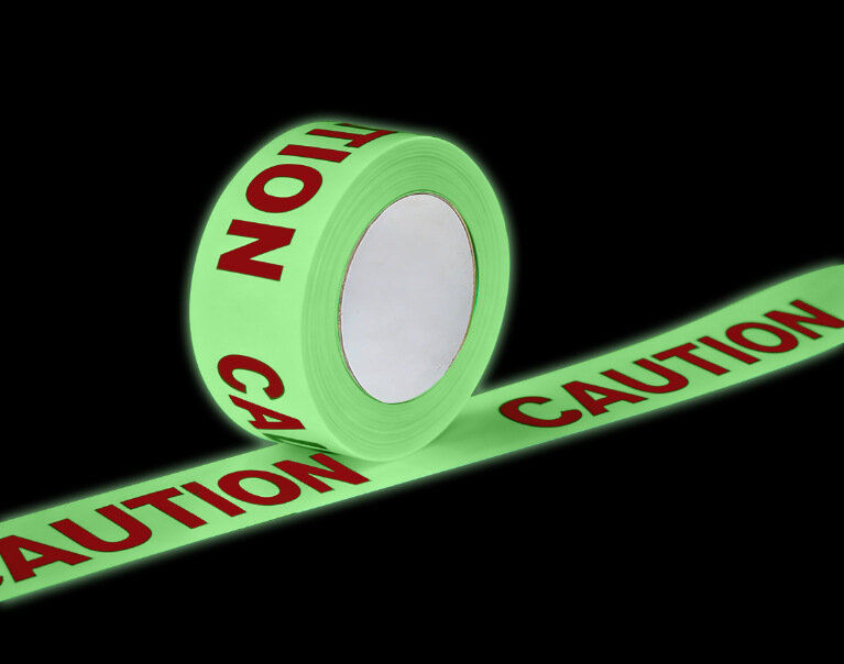 Хэллоуин Флуоресцентная Предупреждающая Лента CAUTION Светящаяся В Темноте Декор 5см 10м