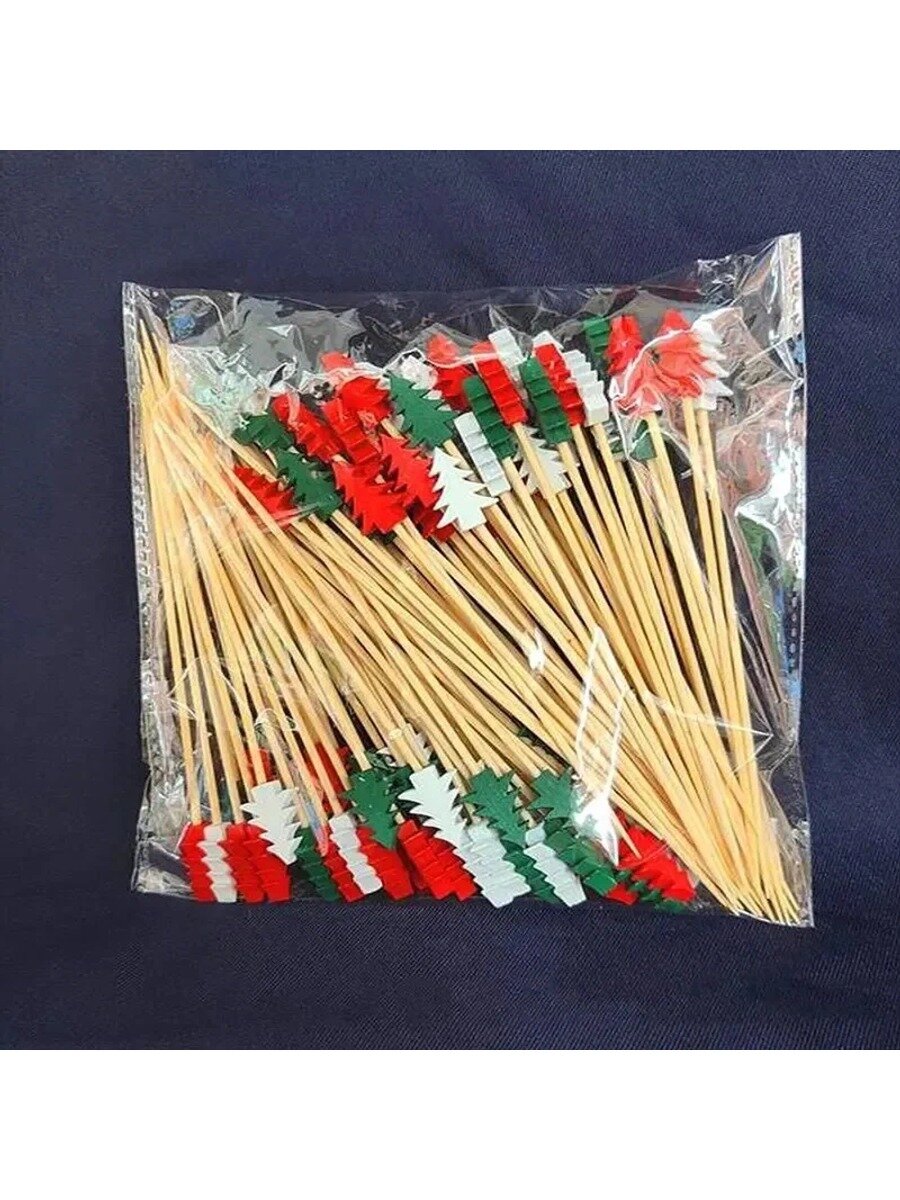 Шпажки для канапе 10 см, бамбуковые, 50 шт. белый, красный, зеленый