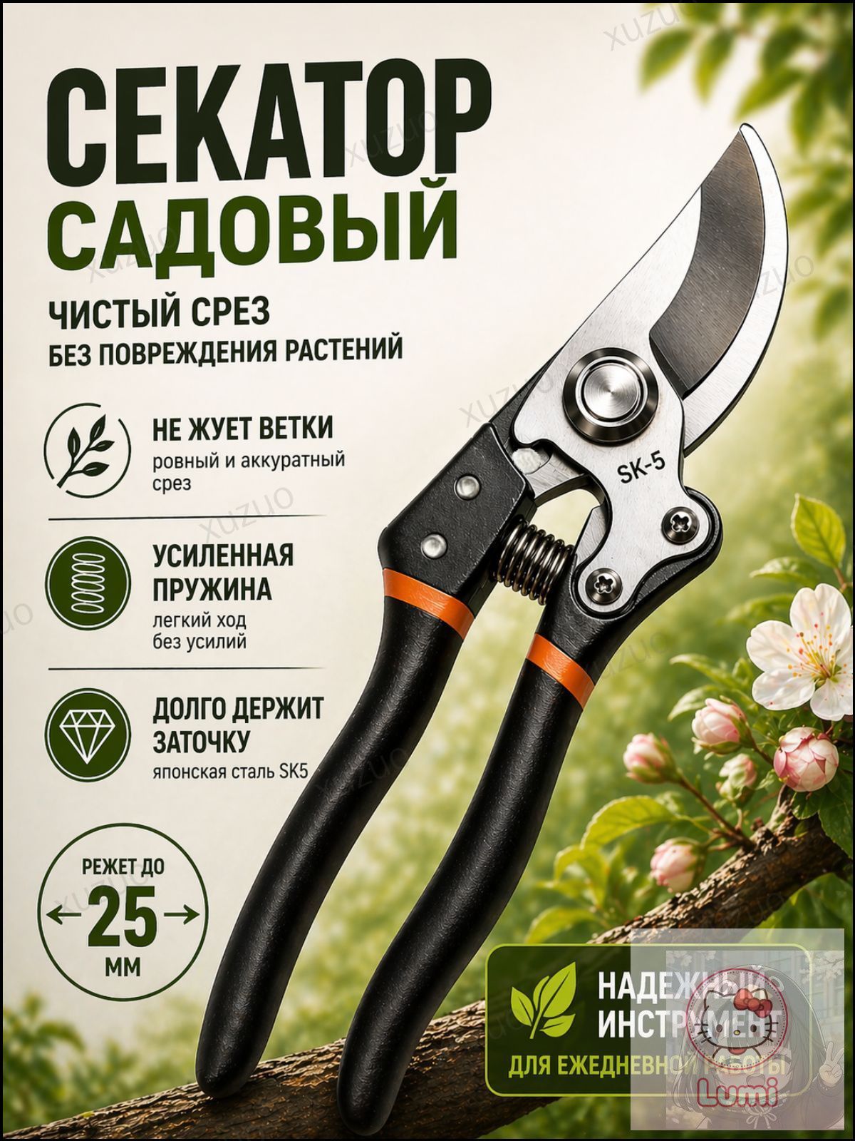 Секатор, Артикул: 5659515083, Материал лезвия: Инструментальная сталь