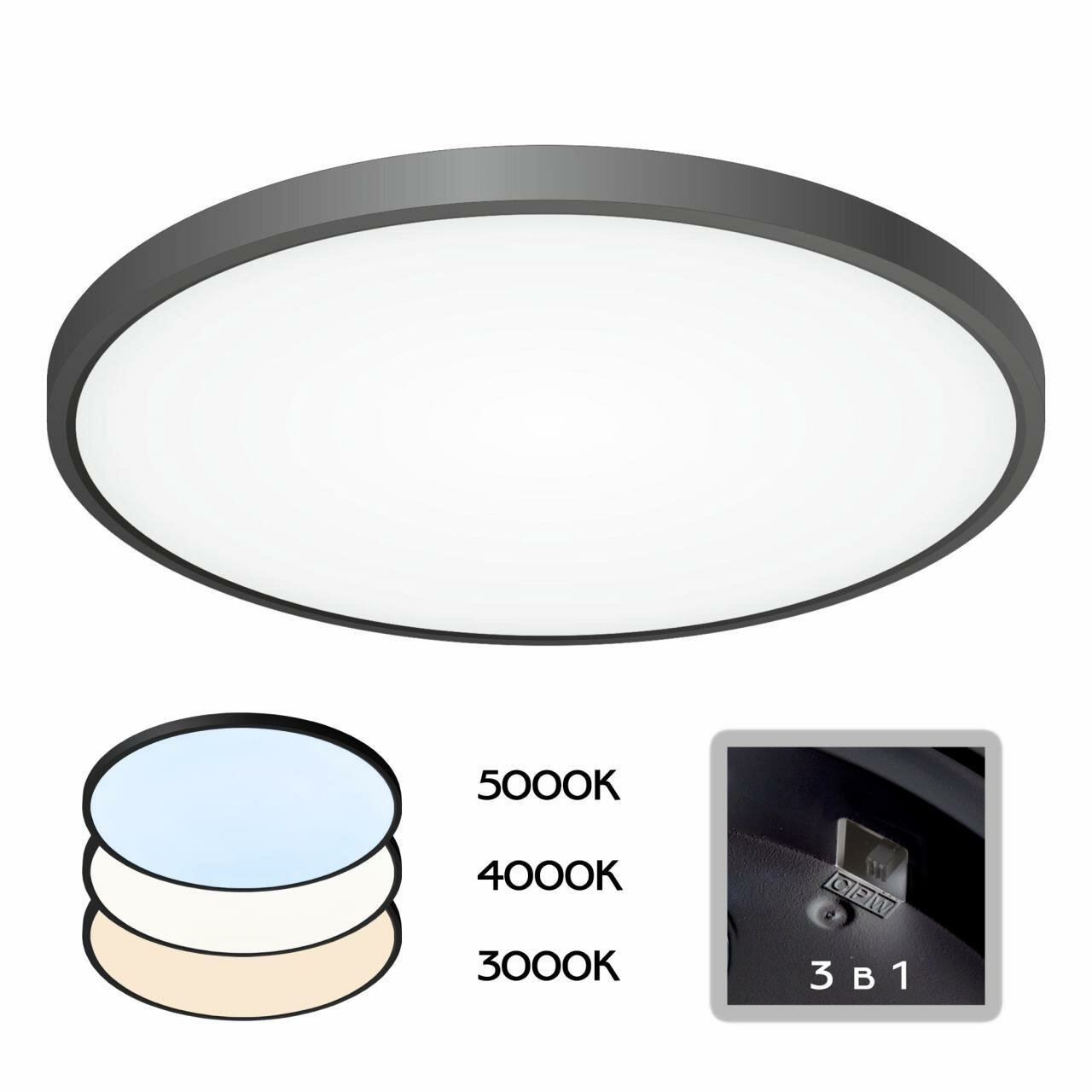 Накладной светильник Citilux Бейсик CL738401V, LED 40 Вт, черный/белый