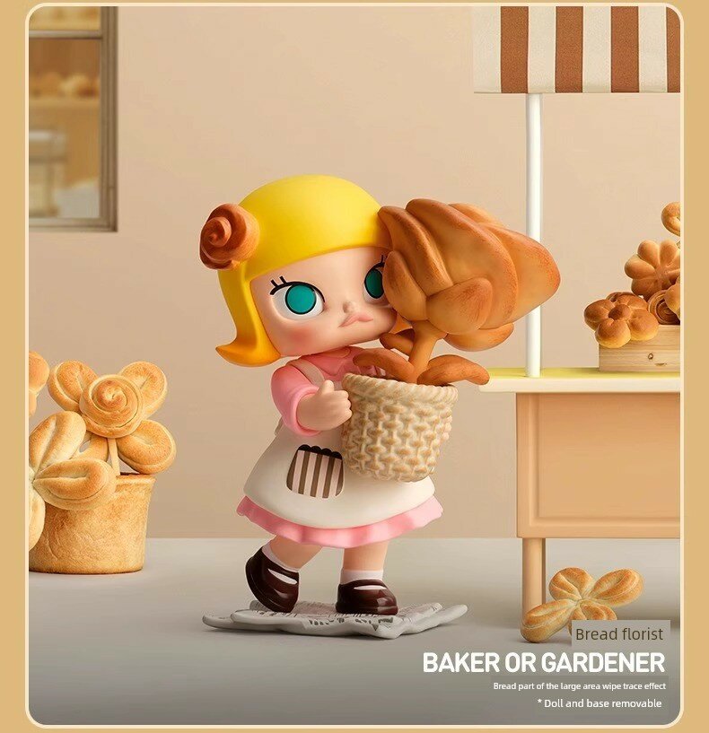 POPMART MOLLY Bread Head Blind Box, Настольная Фигурка, Подарок. Bread Florist. Неразорванная Коробка, Открытая Коробка.