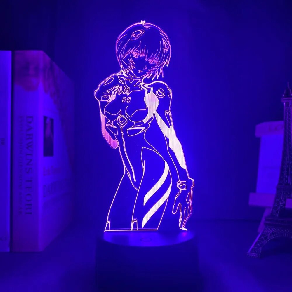 3D лампа ночная аниме Евангелион, светильник из акрила, Аска Лэнгли, Рэй Аянами, ночник для декора комнаты, подарок для фанатов аниме