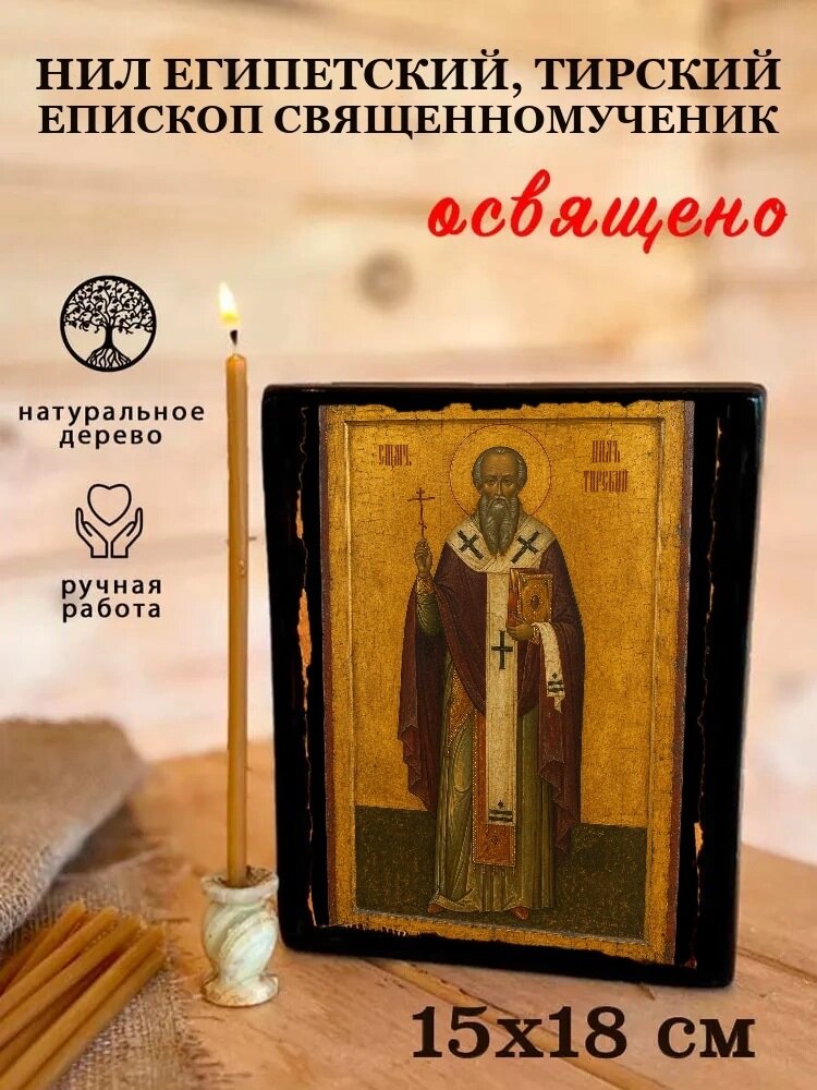 Икона Нил Египетский, Тирский, на дереве, 15×18 см, освящённая