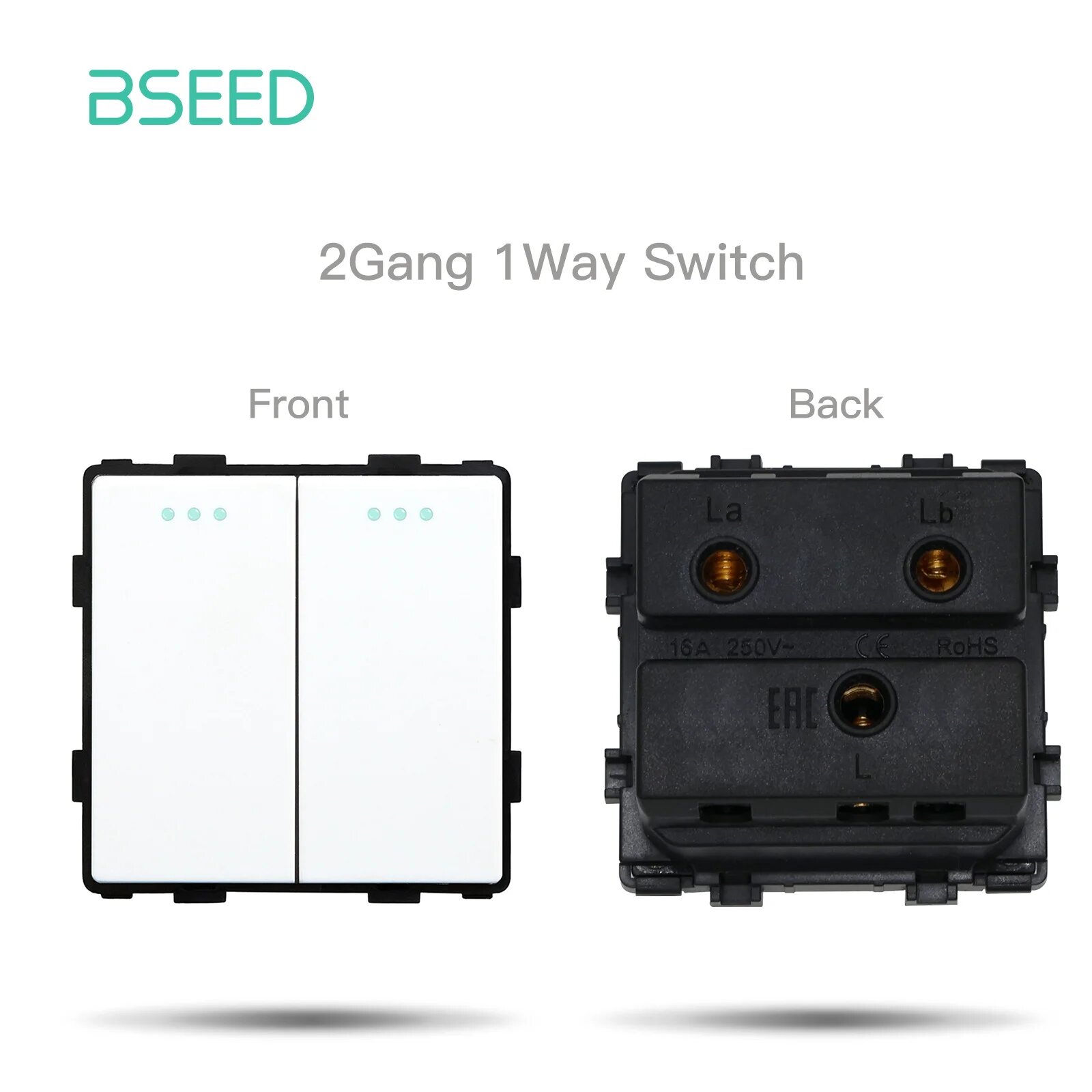 Выключатель света BSEED 2Gang 1Way, белый