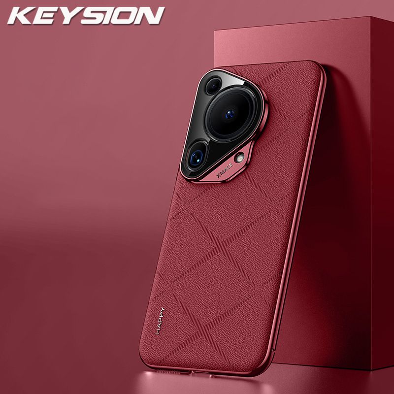 Кожаный чехол KEYSION с сетчатым узором для Huawei Pura 70 Ultra P70 с покрытием ПК, защита объектива камеры, чехол для телефона для Huawei Pura 70 Pro +
