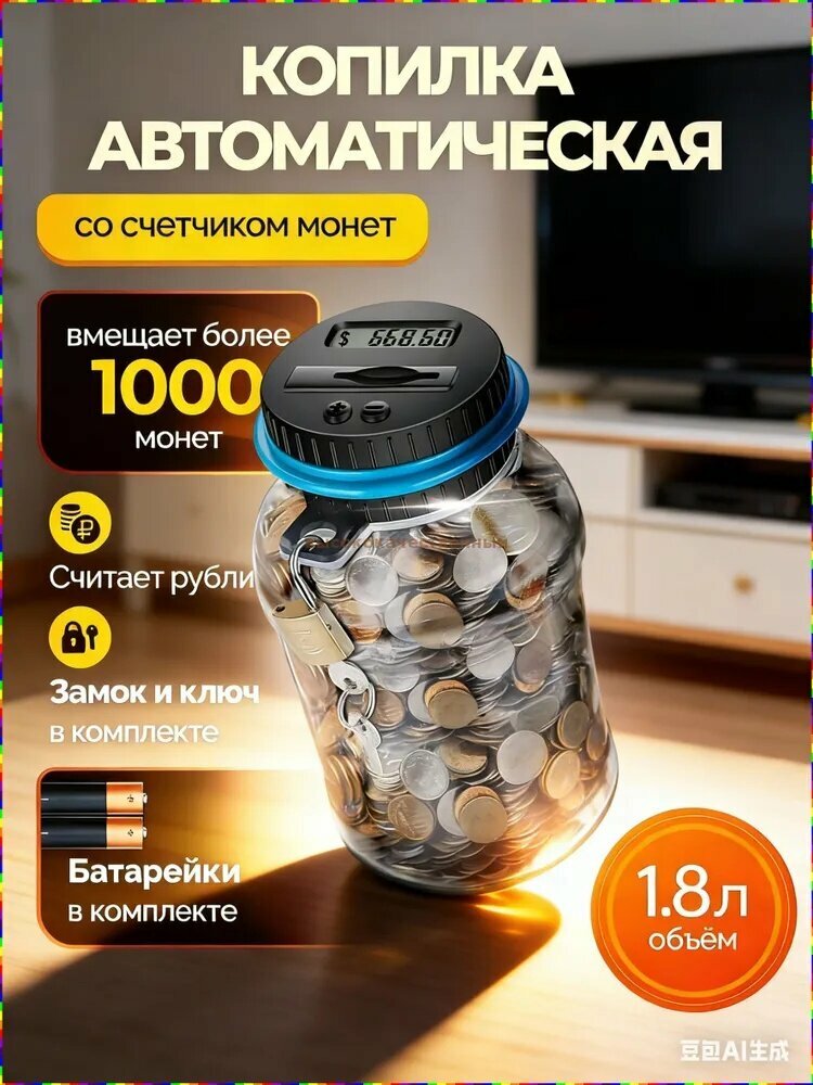 Копилка для денег, 12.3х21.6 см, 1 шт