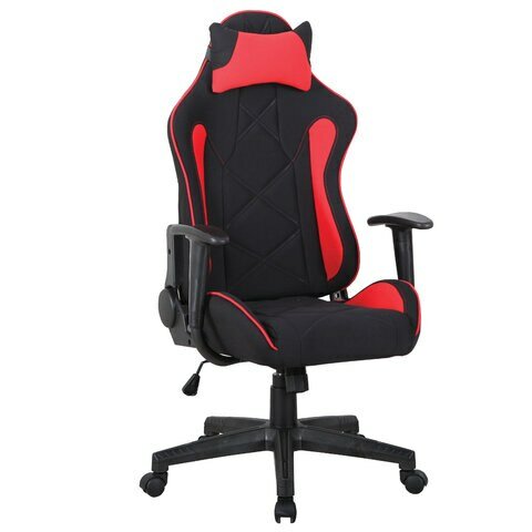 Кресло Brabix 531820 GT Racer GM-101, компьютерное подушка, ткань, черное/красное