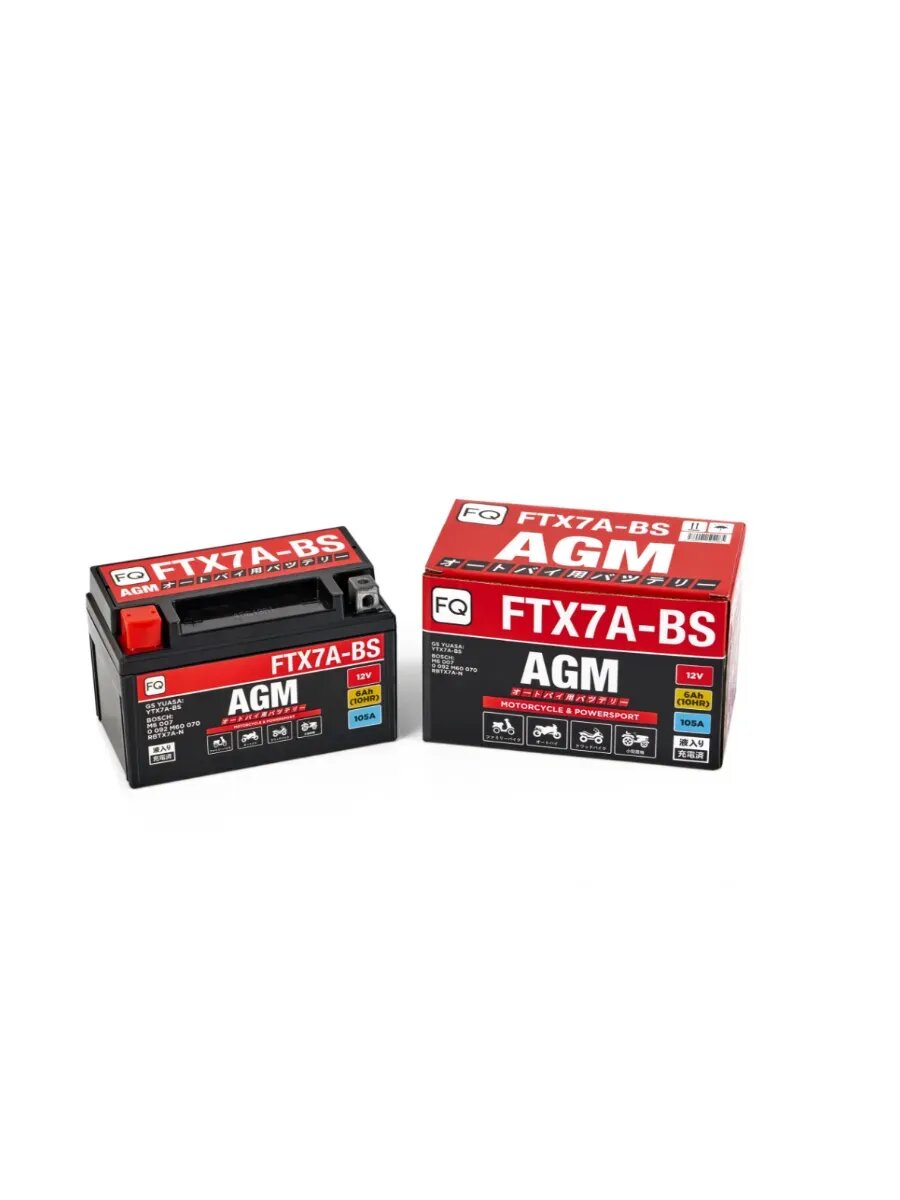 Аккумулятор FQ мото AGM 12V 6,0Ah 105 A FTX7A (+/-) 150x87