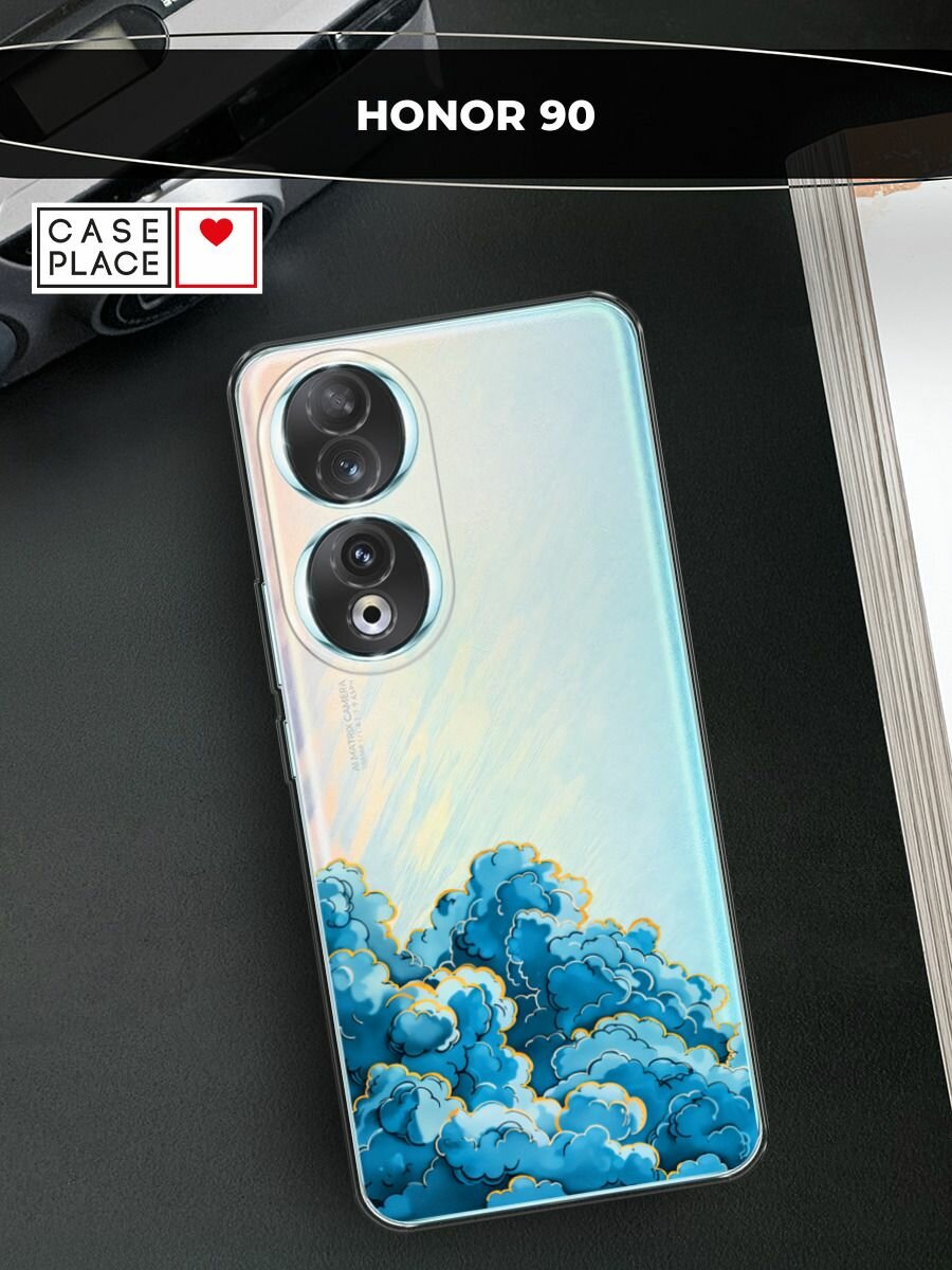 Чехол на Honor 90 / Хонор 90 с принтом Звезда и облака, прозрачный