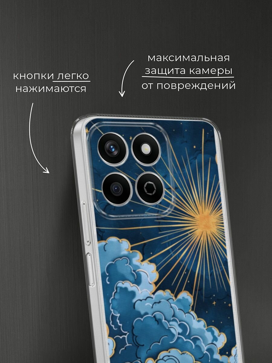 Силиконовый чехол на Honor X7c / Хонор X7c с принтом Звезда и облака — фото 1