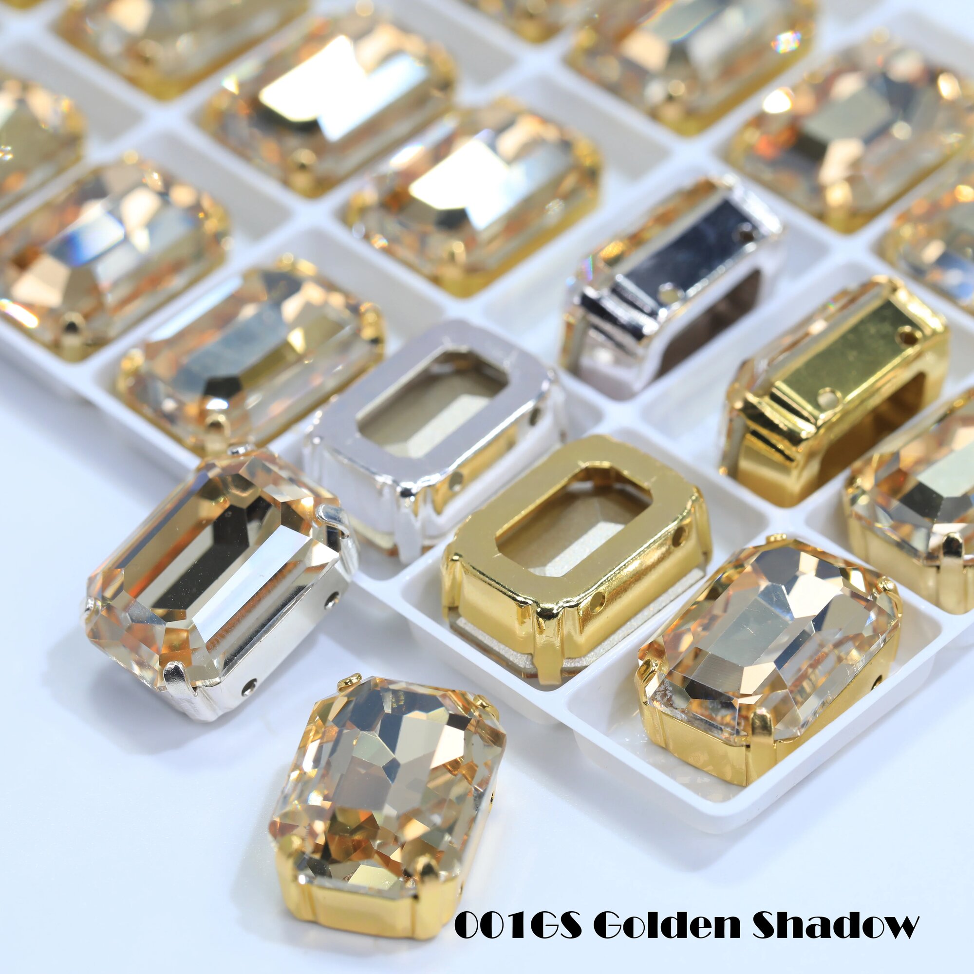 Стеклянные стразы-октагоны Cushion Octagon Fancy Stone Silver, 72Pcs 8mm10mm, GS Golden Shadow
