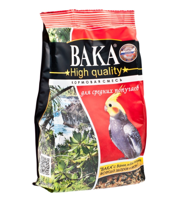 Вака Корм для птиц High Quality для средних попугаев, 500 г