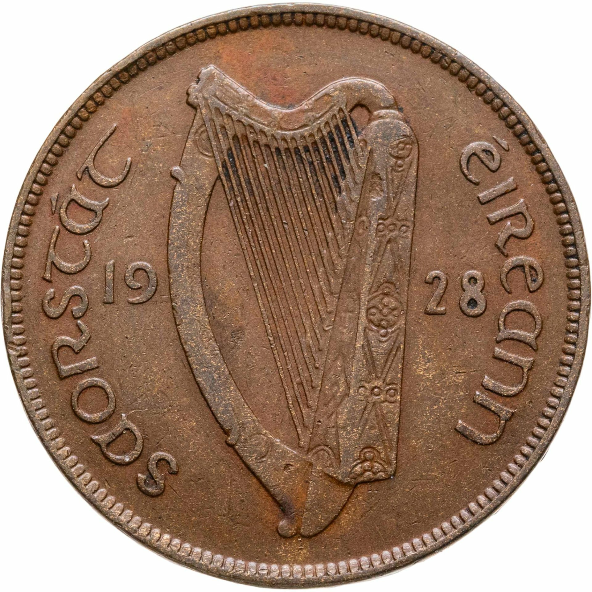 Ирландия 1 пенни penny 1928, Бронза, в сохранности VF-XF