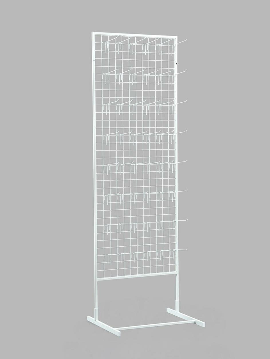 Стойка с сеткой односторонняя, в комплекте 48 крючков для семян, 63×49×183 см, цвет белый
