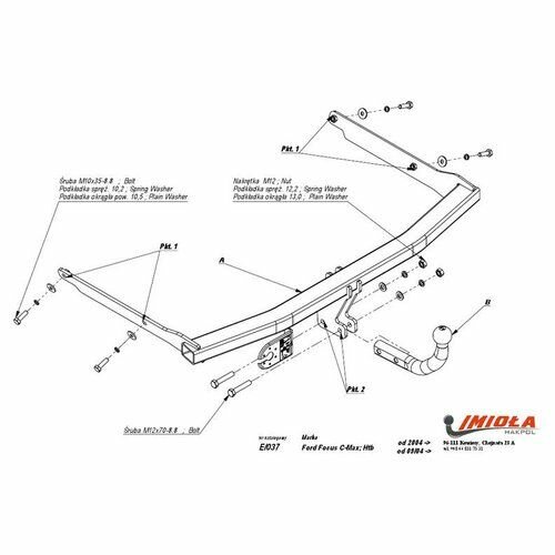 Фаркоп TOYOTA (AVENSIS saloon ) IMIOLA e037