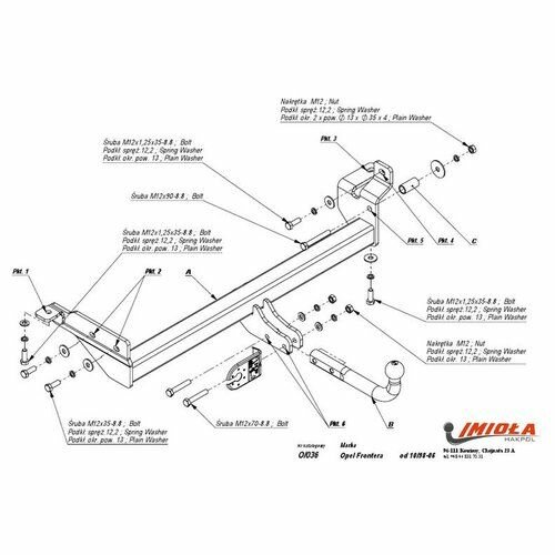 Фаркоп NISSAN (INTERSTAR van, single wheels, FWD, with step) IMIOLA o036