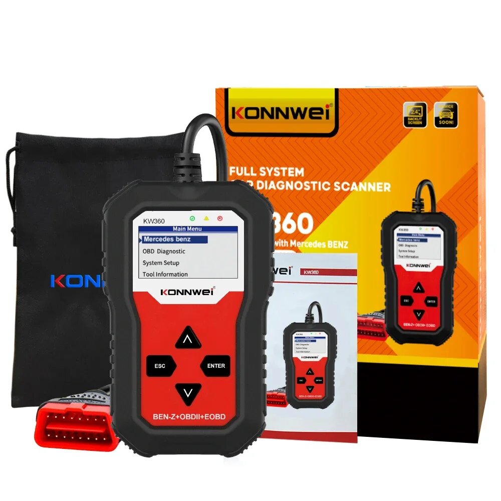 2026 Универсальный диагностический сканер KONNWEI KW360 OBD2 для автомобилей, с функцией сброса TPMS и считывателем кодов OBD2, адаптер для автосканера, инструменты для диагностики авто