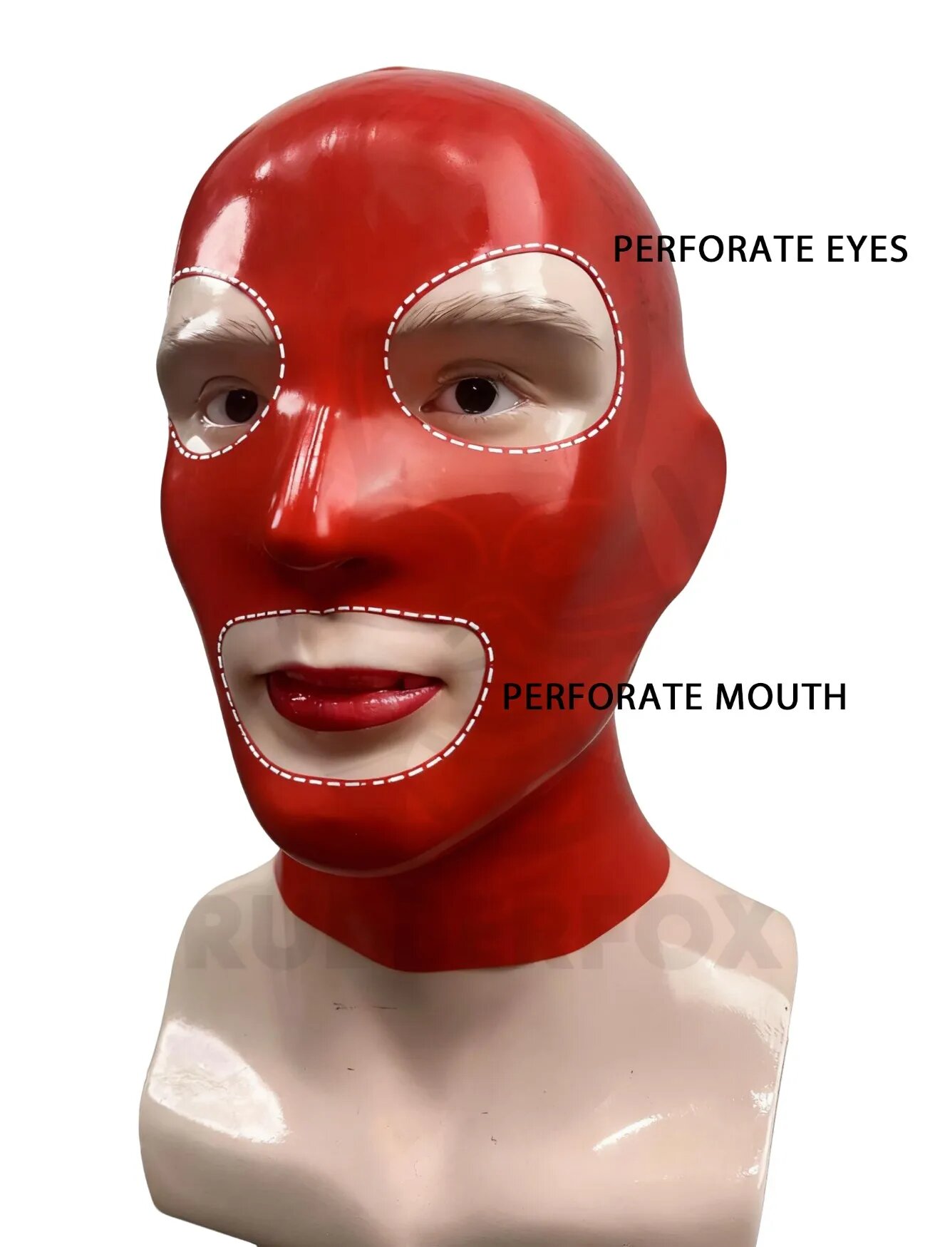 Латексная маска-капюшон с открытыми глазами Красный, XXL, red mask5