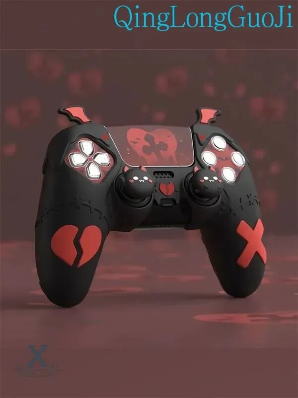PlayVital Силиконовый чехол Gothic Imp Series для геймпада PS5, совместим с зарядной станцией PS5, чёрный