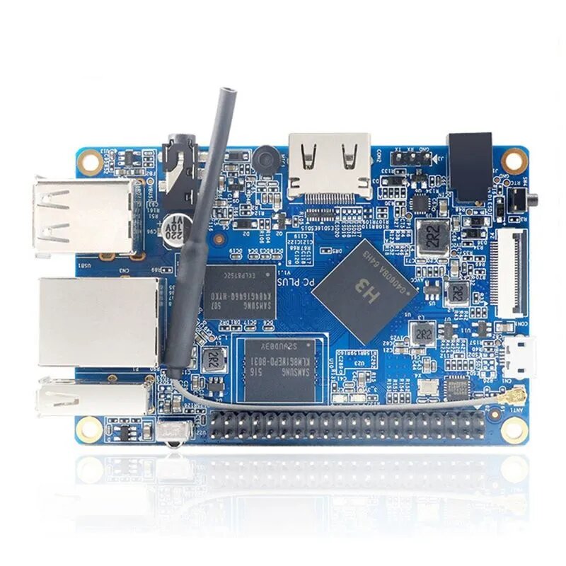 Одноплатный компьютер Orange Pi PC Plus с 1 ГБ ОЗУ и 8 ГБ памяти EMMC, контроллер Allwinner H3, операционная система Android 4.4, Ubuntu Debian.
