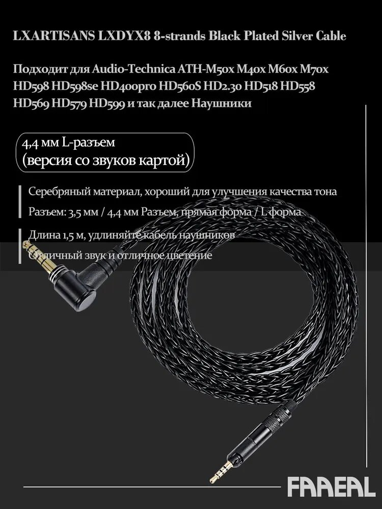 FAAEAL Аудиокабель, 1.5 м, темно-серый