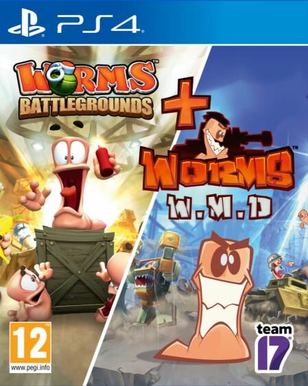 Диск Worms Battlegrounds игра для PS4 (английская версия) + Worms W.M.D игра для PS4 (русские субтитры)