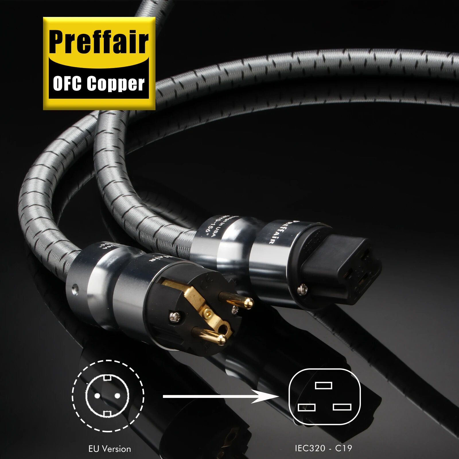 Кабель питания Preffair HIFI C19 20A OFC EU IEC C19 20A, 1.5 m