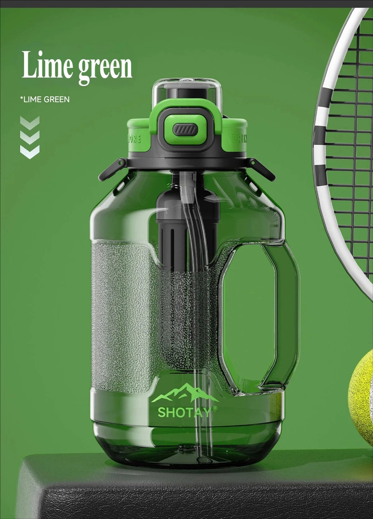 SHOTAY TRITAN Термос 2000 мл с соломинкой Lime Green