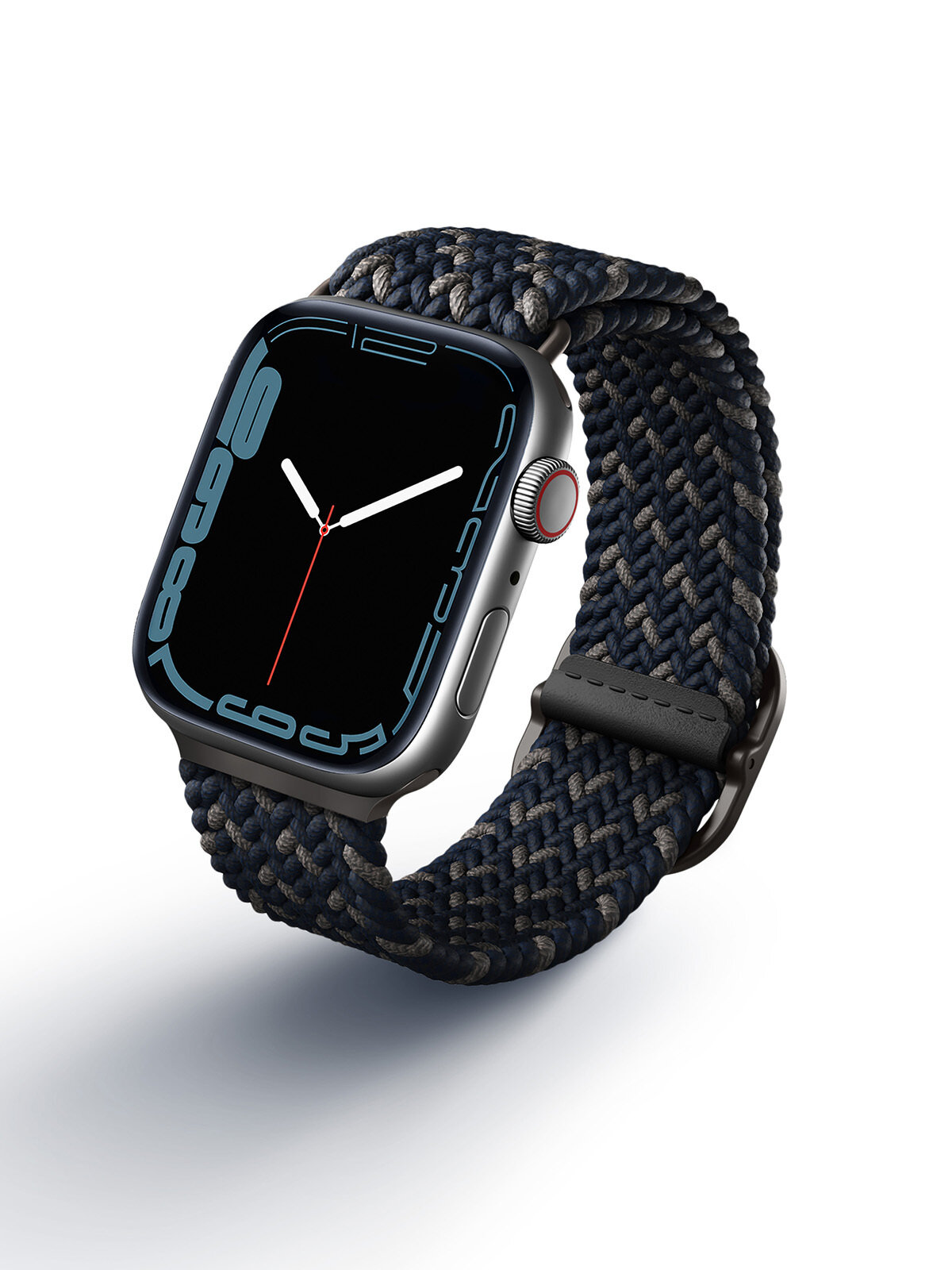 Ремешок UNIQ Aspen Design edition для смарт часов Apple Watch 44 45 46 мм текстильный плетеный, черно-синий