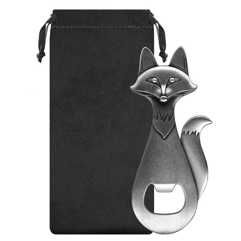 Металлическая открывалка для бутылок в форме лисы Серый, Gray with Bag