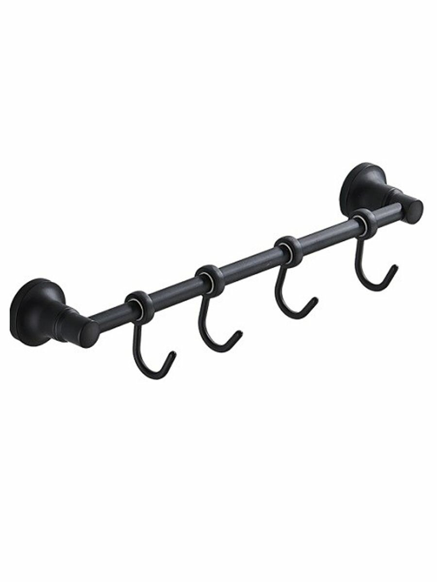 Держатель полотенец POTATO P1814-4BL (4 крючка) черный